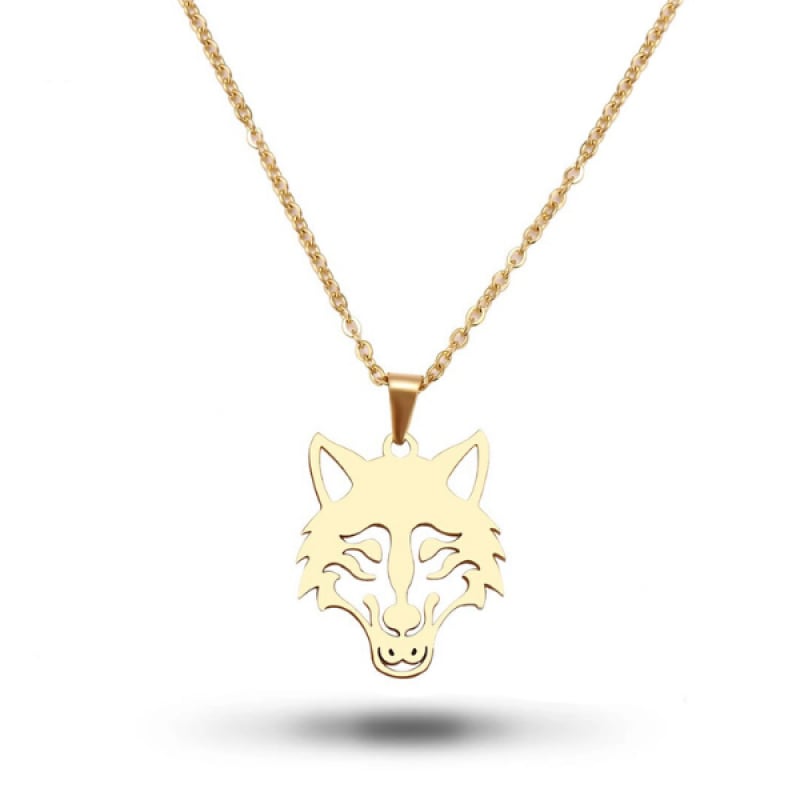 Gold Wolf Head Pendant | Wolf Stuff
