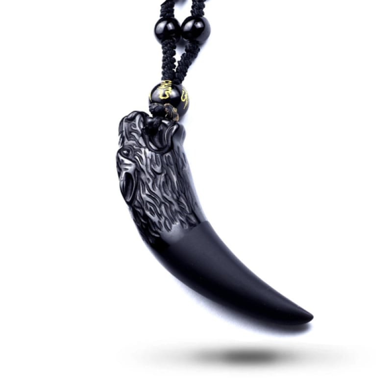 Obsidian Wolf Tooth Necklace | Wolf Stuff