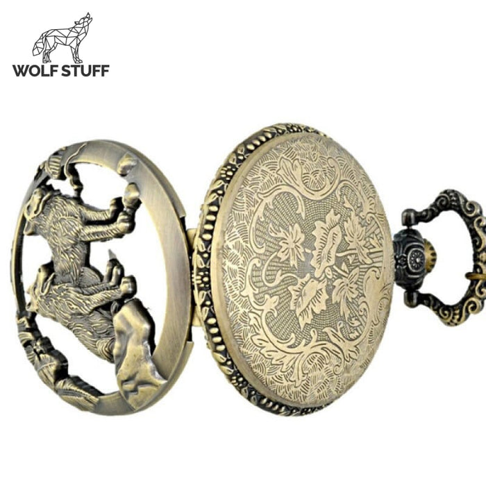Pocket Watch Wolf Design | Wolf Stuff