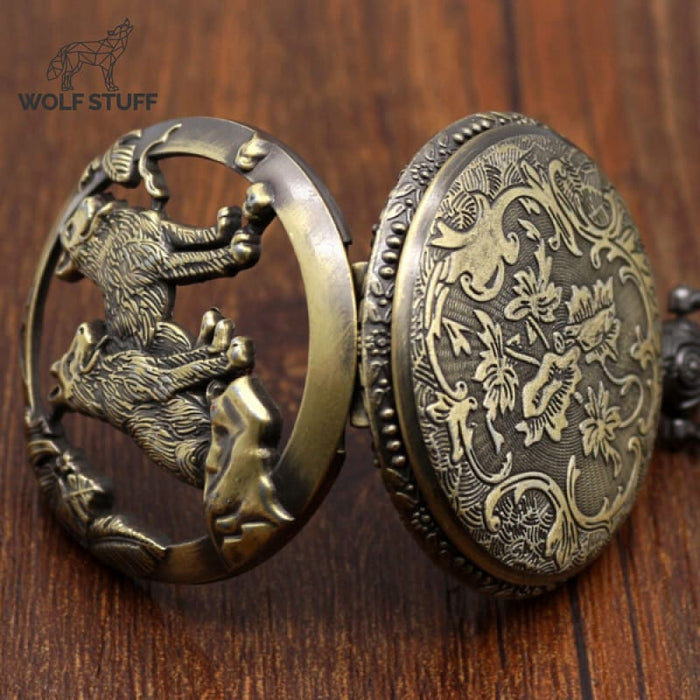 Pocket Watch Wolf Design | Wolf Stuff
