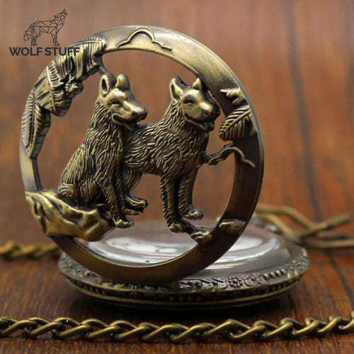 Pocket Watch Wolf Design | Wolf Stuff